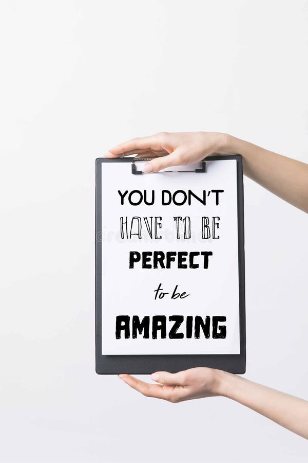Partial View of Woman Holding Clipboard with You Dont Have To Be ... Partial View of Woman Holding Clipboard with You Dont Have To Be ...
