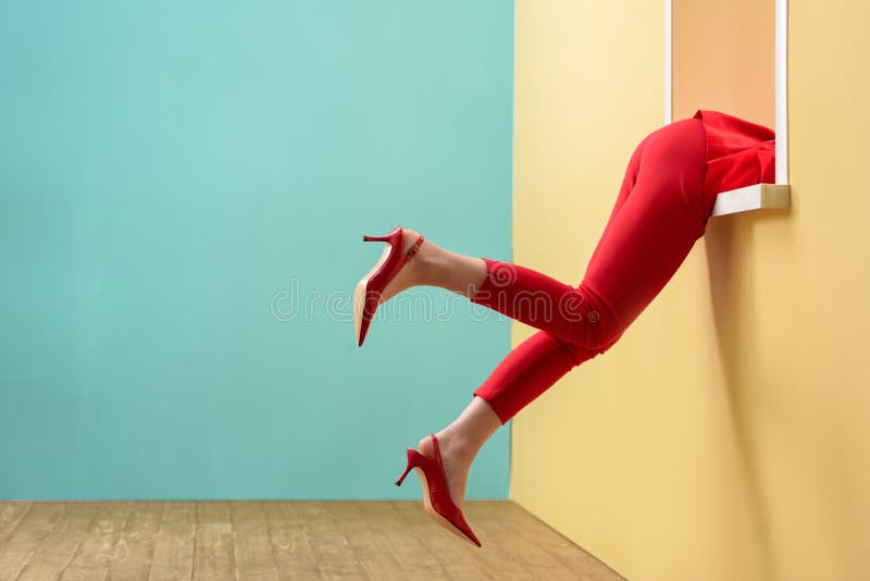 Partial View of Woman in Red Pants and Shoes Hanging Out Stock Photo ... Partial View of Woman in Red Pants and Shoes Hanging Out Stock Photo ...