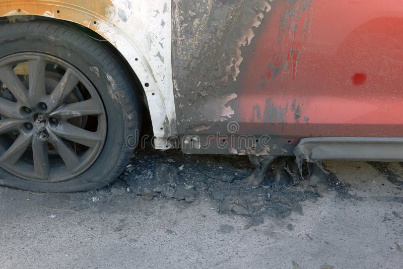 Partially Burned Down Parts of the Car Stock Image - Image of inside ...