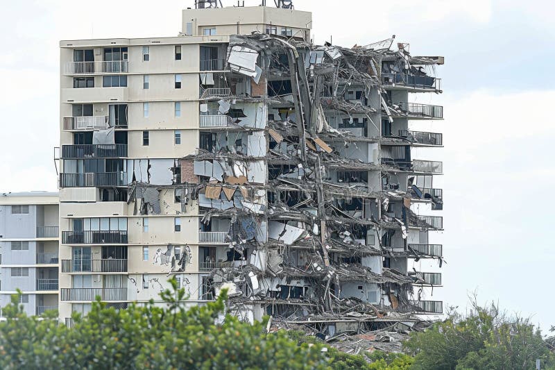Partially Collapsed Residential Building with Severe Structural Damage ...