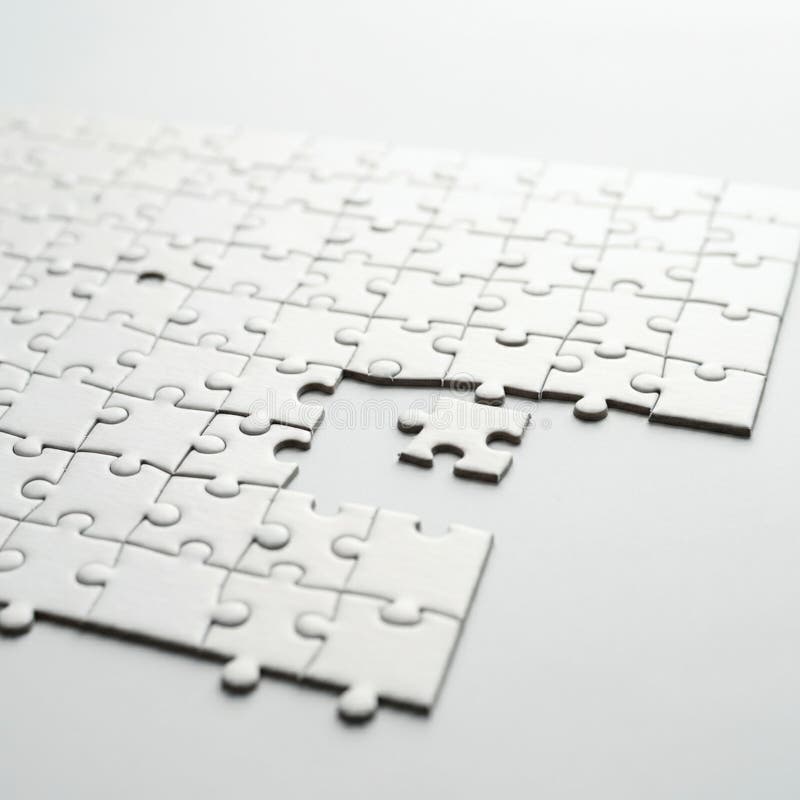 A Partially Completed White Jigsaw Puzzle Resting on a Smooth Surface ...