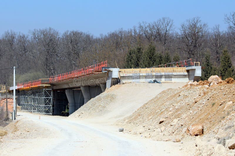 Partially Constructed Bridge with Exposed Supports and Scaffolding ...