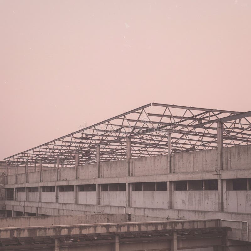 Partially Constructed Concrete Building with an Exposed Metal Framework ...