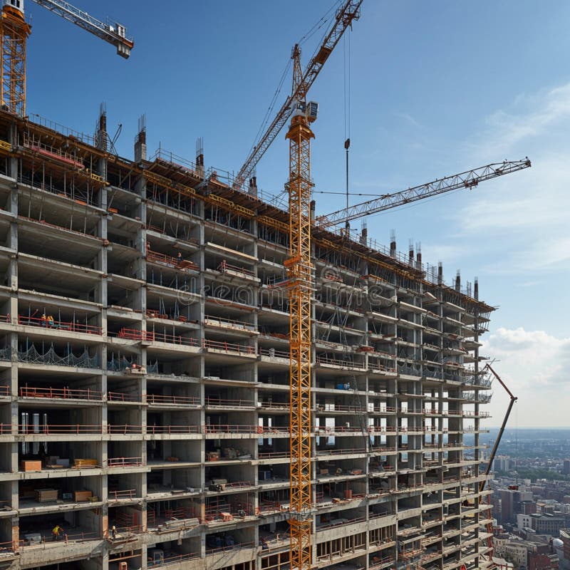 A Partially Constructed High-rise Building with a Concrete Structure ...