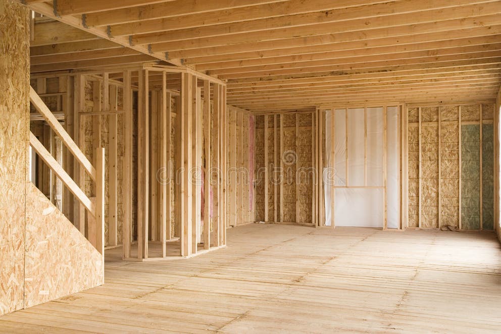 Partially Constructed House Interior Stock Image - Image of real, empty ...