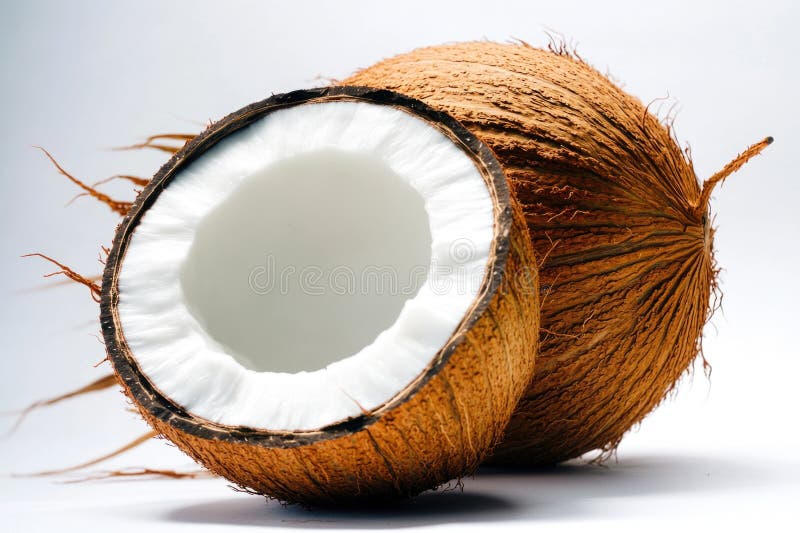A Partially Consumed Coconut Resting on a Clean Surface, Ideal for Food ...