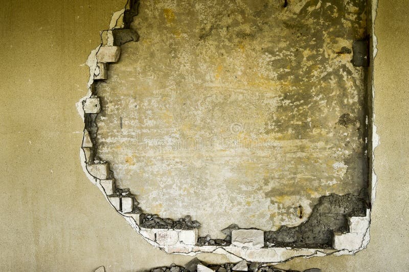 Partially Destroyed Wall Inside an Industrial Building Under Demolition ...