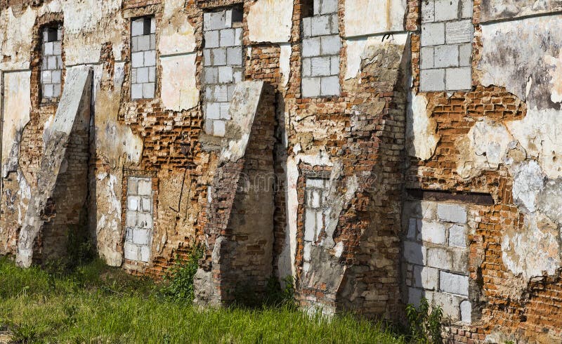 Partially destroyed wall, stock photo. Image of blank - 223512950