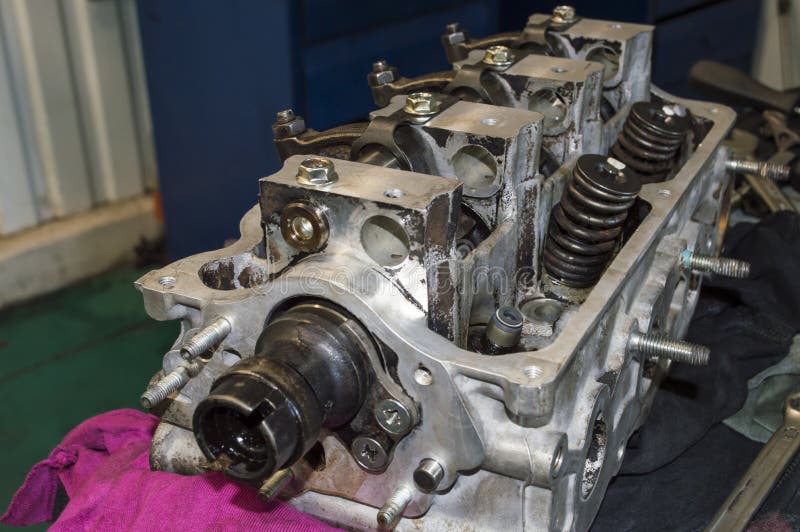 Partially Disassembled Block Head of a Three-cylinder Internal ...