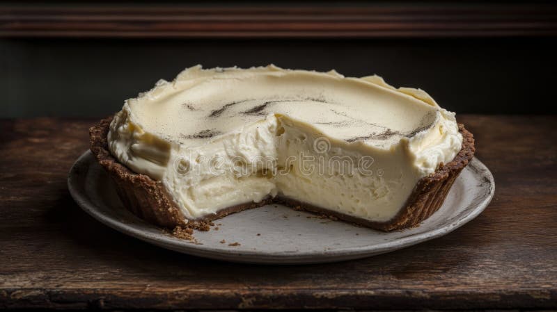 Partially Eaten Creamy Cheesecake with Chocolate Crust on a Plate Stock ...