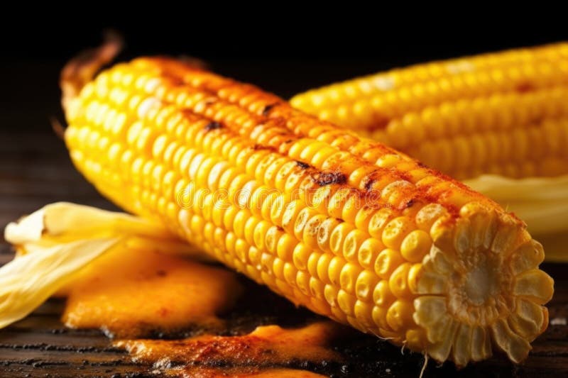 Partially Eaten Grilled Corn with Visible Bite Mark Stock Illustration ...