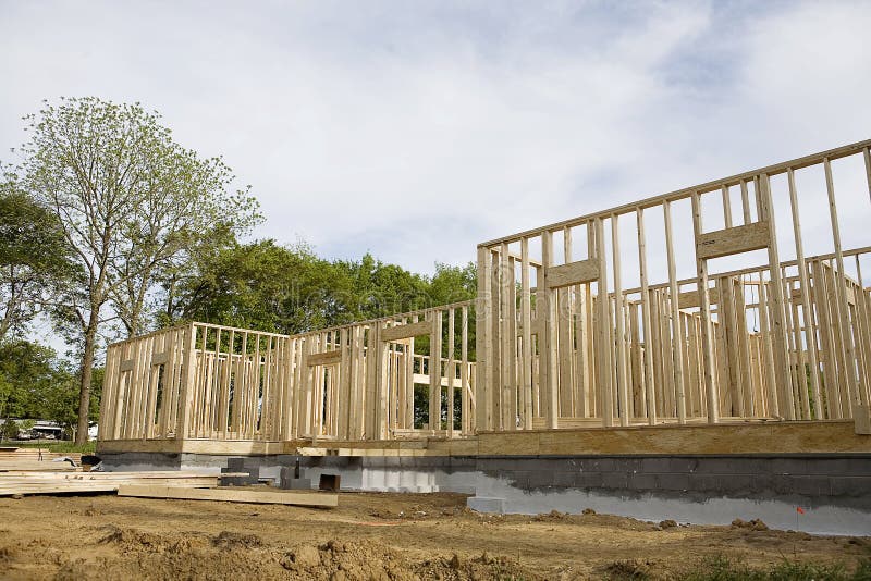 Partially Framed House at a Construction Site Stock Image - Image of ...
