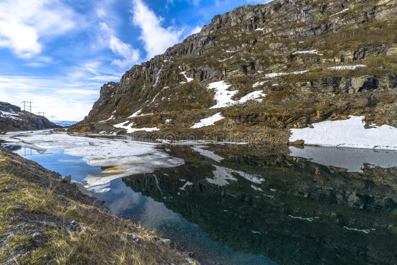 Partially Frozen Lake in Norway Stock Photo - Image of gorsvatnet ...