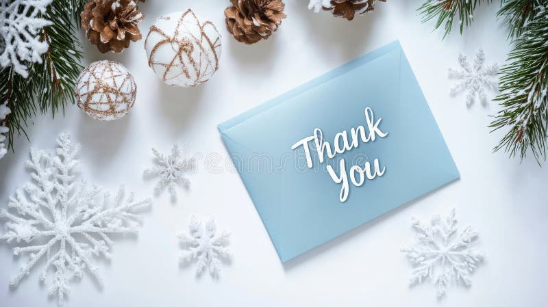 Partially Inside a Blue Envelope is an Elegant Thank You Card Stock ...