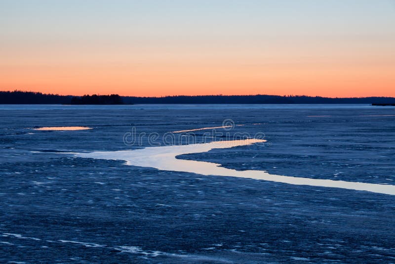 Partially Melting Ice in Lake at Night Stock Photo - Image of blue ...