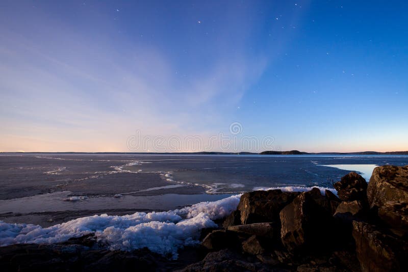 Night Landscape and Cloudy Starry Sky Panorama Stock Image - Image of ...