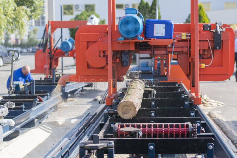 Partially Milled Log on a Portable Lumber Milling Machine Stock Photo ...