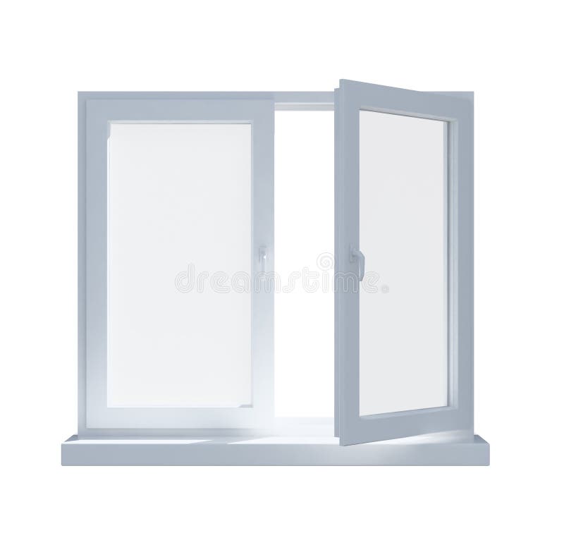 New Opened Plastic Glass Window Frame Isolated Stock Illustration ...