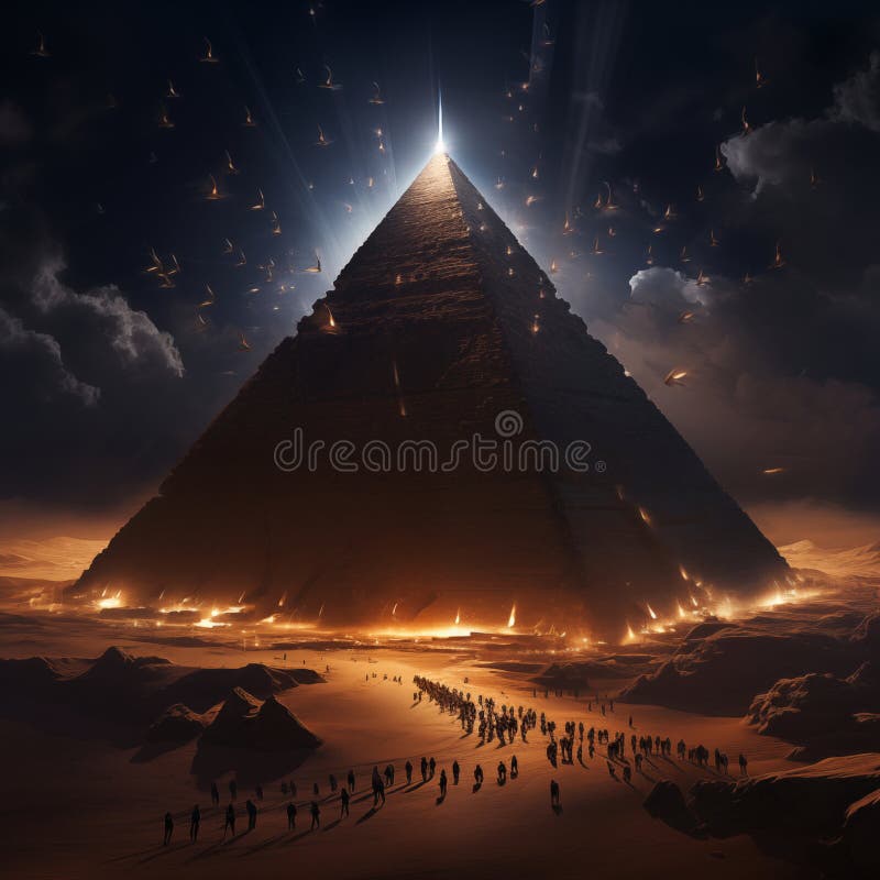 Pyramid is covered in sand stock illustration. Illustration of light ...