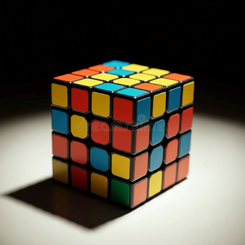 A Partially Solved Rubik S Cube Sits on a Smooth Surface, Casting a ...
