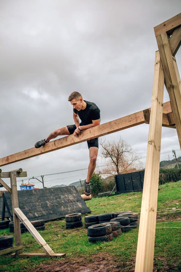 Participant in a Obstacle Course Doing Irish Table Stock Photo - Image ...