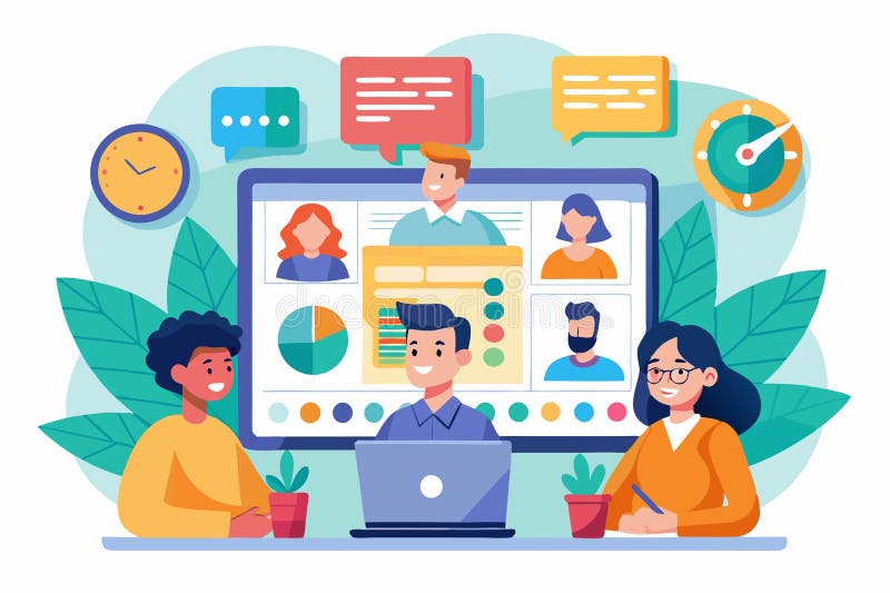 Participants Engage in a Virtual Meeting, Using Digital Tools for ...