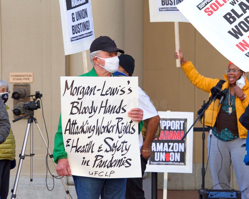 Participants Protesting Morgan Lewis Representing Amazon To Bust Up ...