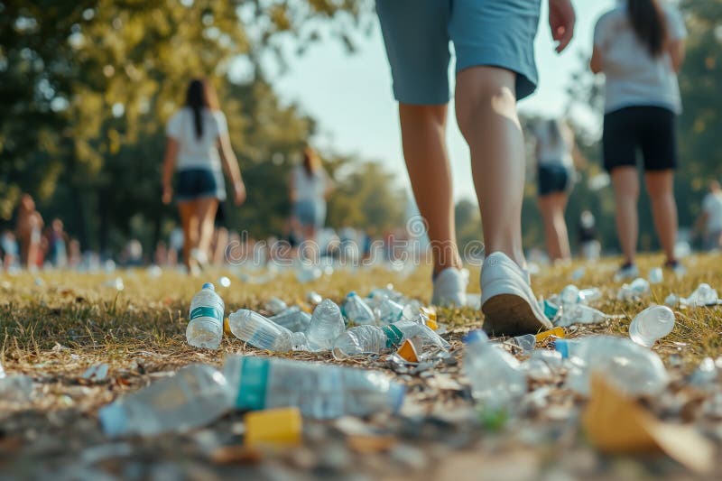 Participants Walk through a Park Covered in Plastic Waste after an ...