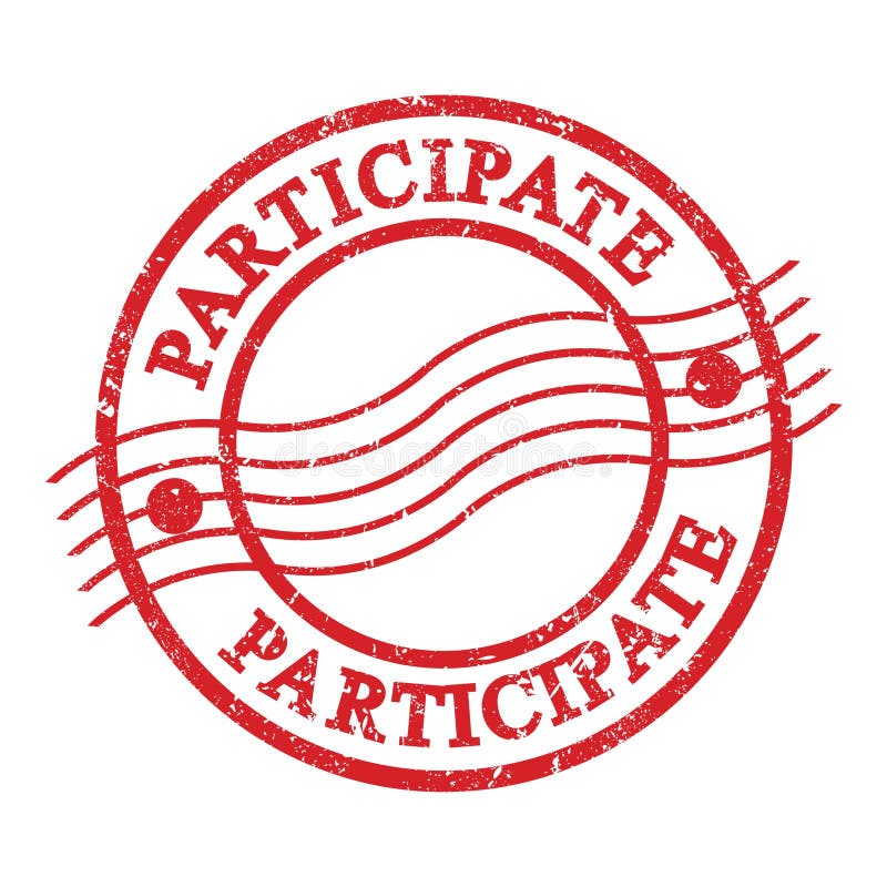 PARTICIPATE, Text Written on Red Postal Stamp Stock Illustration ...