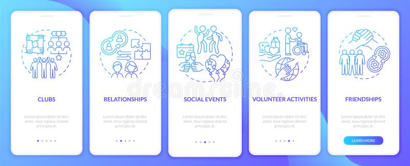 Participation Examples Blue Gradient Onboarding Mobile App Page Screen ...