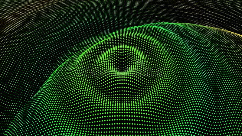 Particle 3D Wavy Ripple Effect. Color Grid Surface Stock Illustration ...