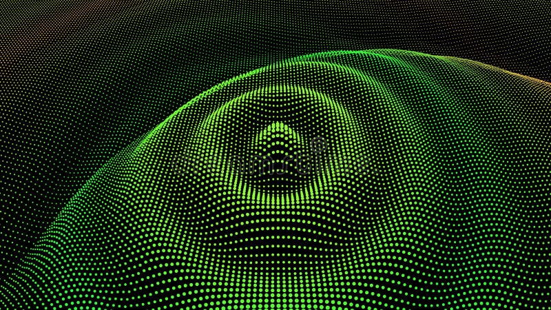 Particle 3D Wavy Ripple Effect. Color Grid Surface Stock Illustration ...