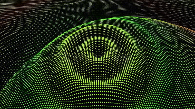 Particle 3D Wavy Ripple Effect. Color Grid Surface Stock Illustration ...