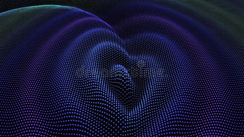 Particle 3D Wavy Ripple Effect. Color Grid Surface Stock Illustration ...