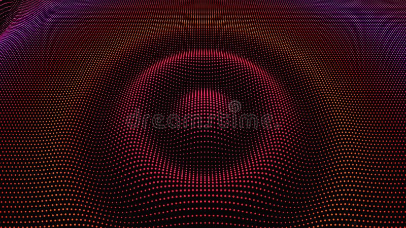 Particle 3D Wavy Ripple Effect. Color Grid Surface Stock Illustration ...