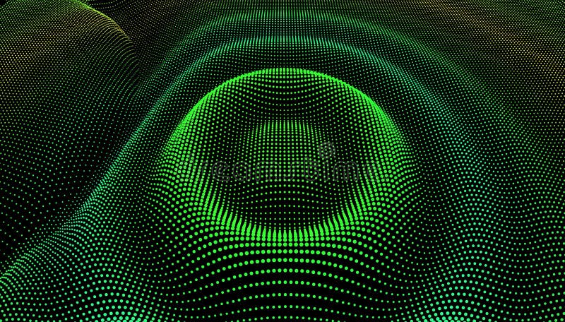 Particle 3D Wavy Ripple Effect. Color Grid Surface Stock Illustration ...