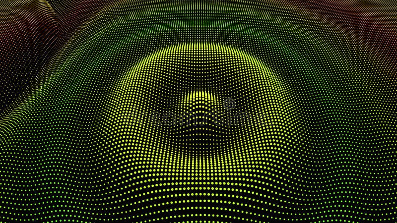 Particle 3D Wavy Ripple Effect. Color Grid Surface Stock Illustration ...