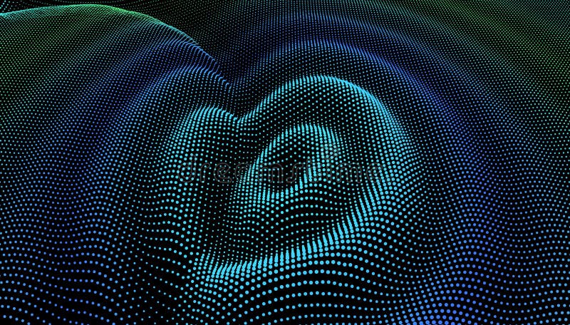 Particle 3D Wavy Ripple Effect. Color Grid Surface Stock Illustration ...