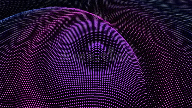 Particle 3D Wavy Ripple Effect. Color Grid Surface Stock Illustration ...