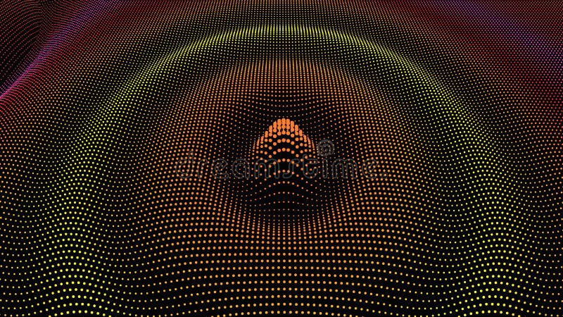 Particle 3D Wavy Ripple Effect. Color Grid Surface Stock Illustration ...