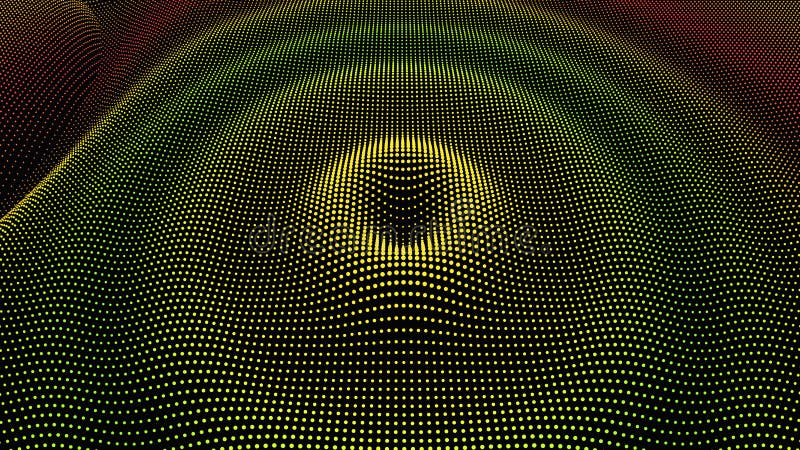 Particle 3D Wavy Ripple Effect. Color Grid Surface Stock Illustration ...