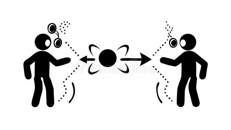 Particle Exchange or Communication between Two People Icon, Vector ...