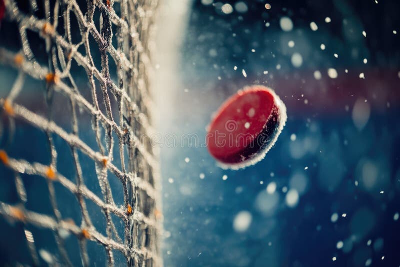 Particle Explosion: Hockey Puck Racing into the Net. Stock Illustration ...