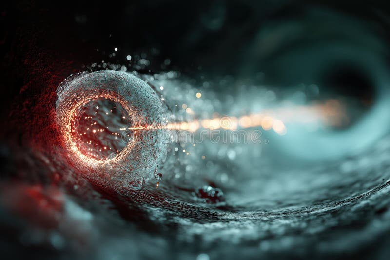 Particle Phasing through Glowing Barrier, Trails Show Quantum Tunneling ...