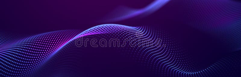 Particle Stream. Purple Background with Many Glowing Particles ...