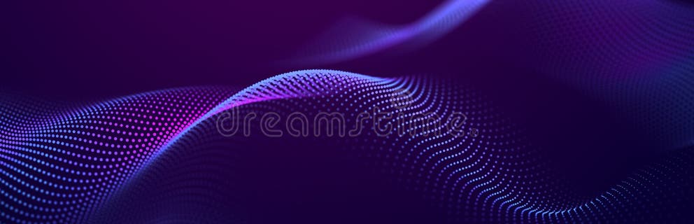 Particle Stream. Purple Background with Many Glowing Particles ...