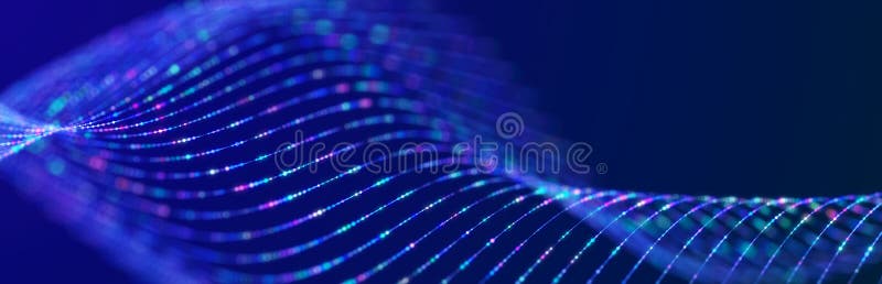 Particle Stream. Purple Background with Many Glowing Particles ...