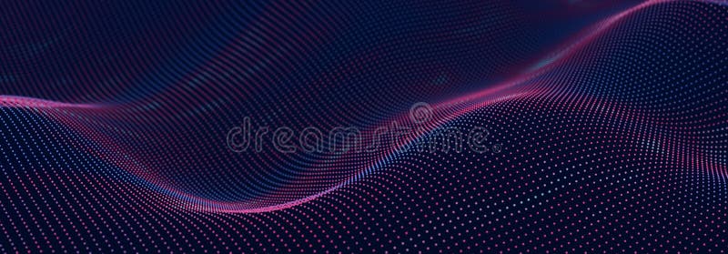 Particle Stream. Purple Background with Many Glowing Particles ...