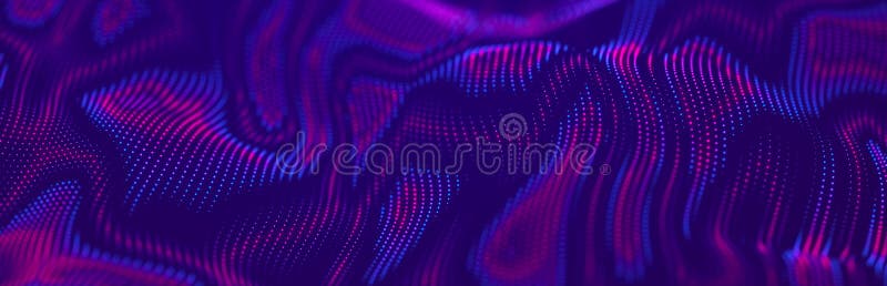 Particle Stream. Purple Background with Many Glowing Particles ...