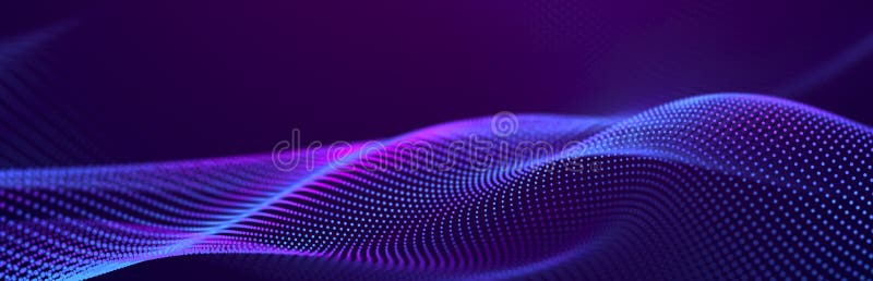 Particle Stream. Purple Background with Many Glowing Particles ...